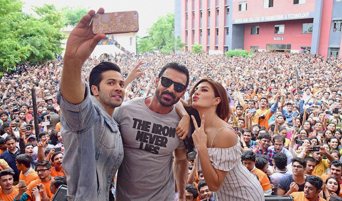 Varun Dhawan, Jacqueline Fernandez and John Abraham spreads Varun Dhawan, Jacqueline Fernandez and John Abraham spreads