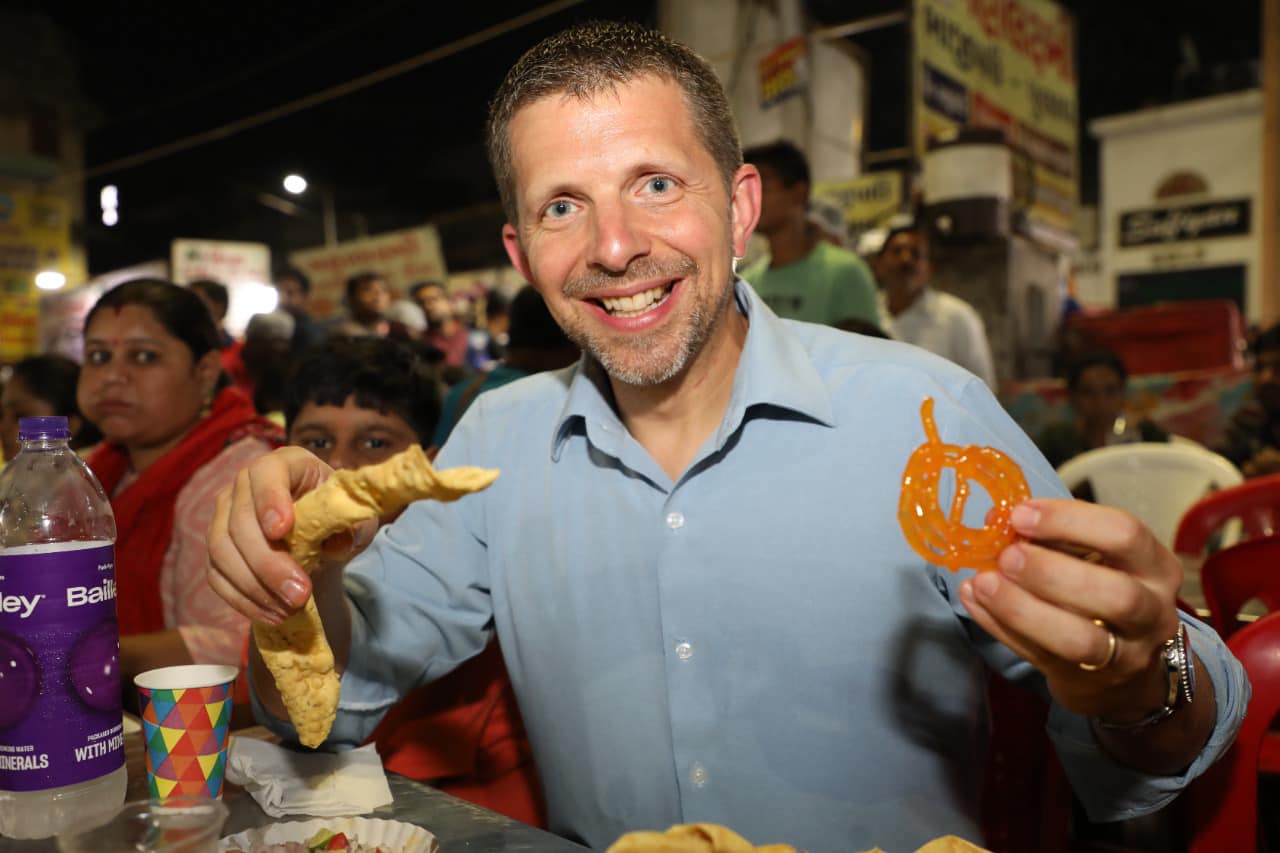 US Consulate General Mumbai Mike Hankey enjoyed Fafda Jalebi in Ahmedabad